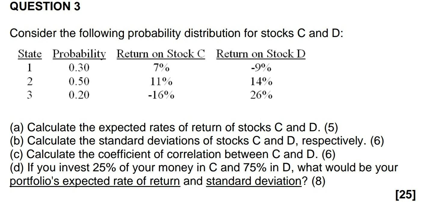Solved QUESTION 3 Consider the following probability | Chegg.com