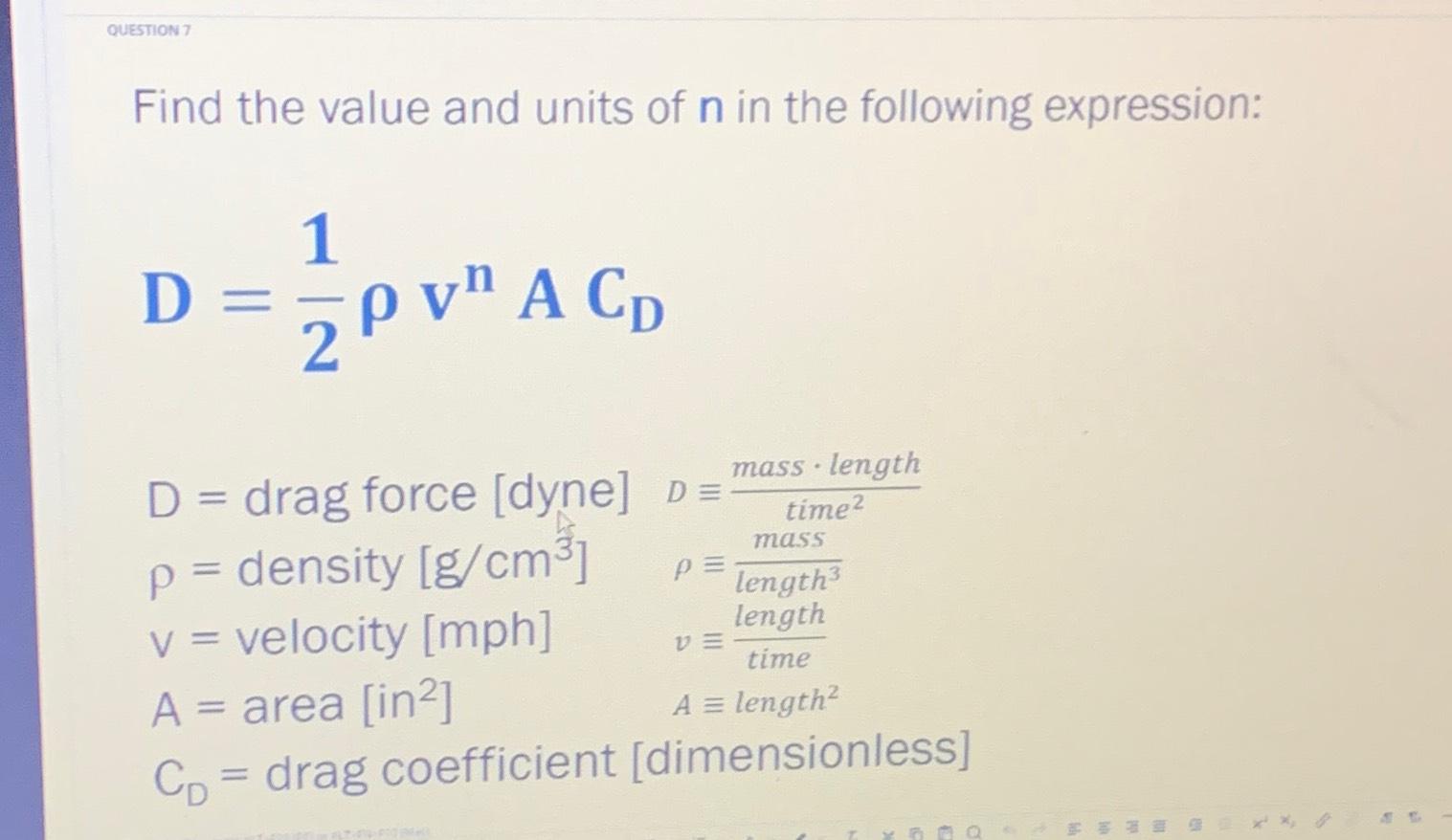 Solved QUESTION 7Find the value and units of n ﻿in the | Chegg.com