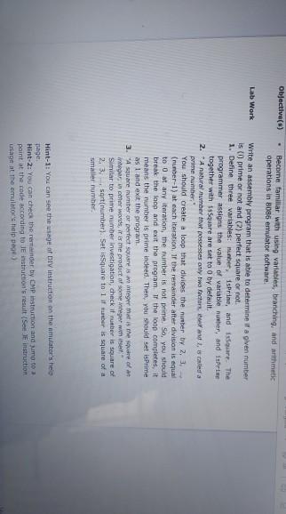 Objective() Become familiar with using variables, | Chegg.com