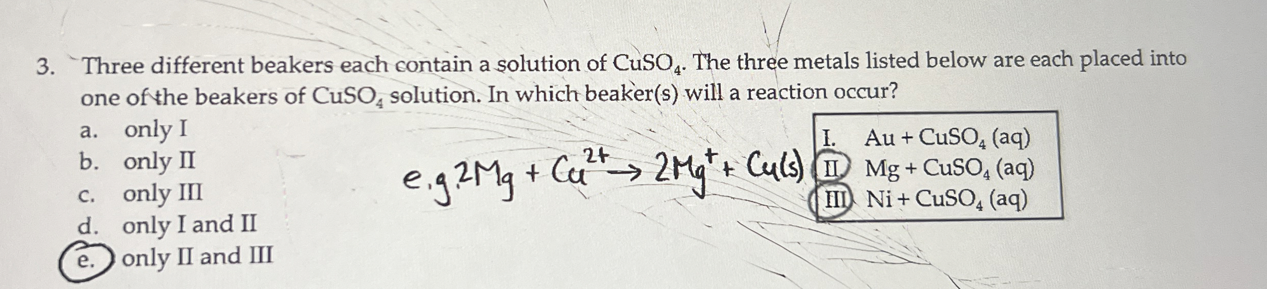 Solved Three different beakers each contain a solution of | Chegg.com