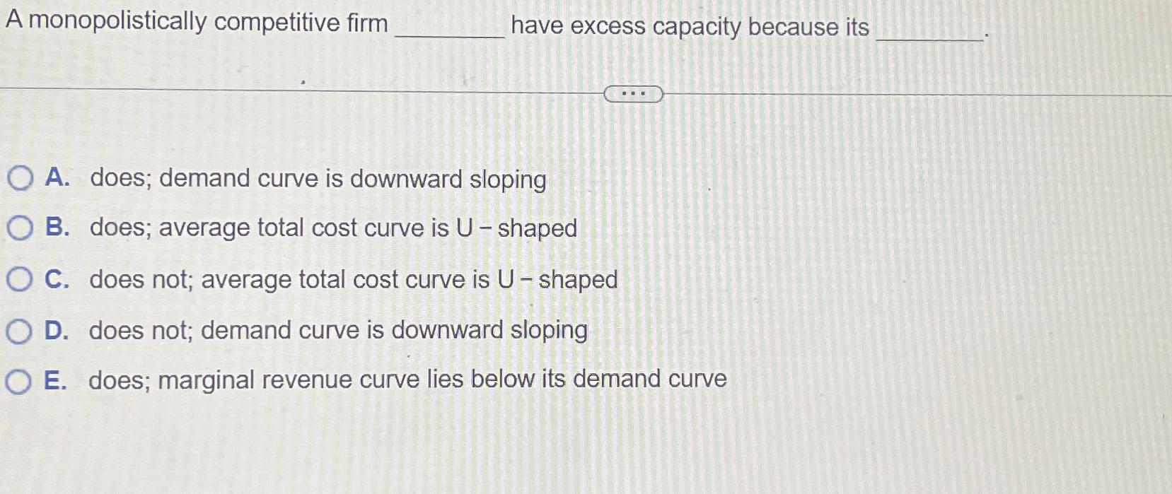 Solved A monopolistically competitive firm have excess | Chegg.com