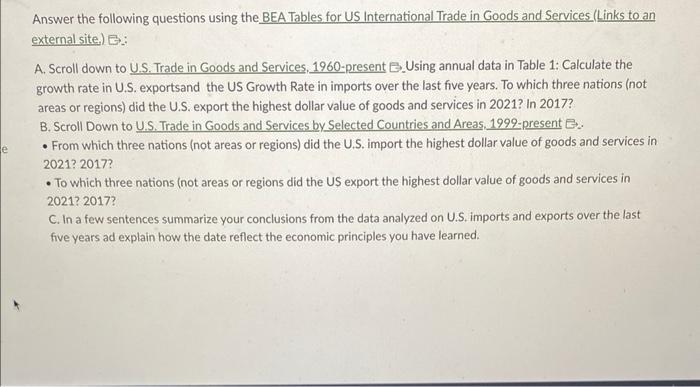 Solved Answer the following questions using the BEA Tables | Chegg.com