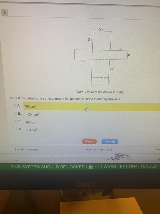 Solved Note: Figure is not drawn to scale. If x = 8 cm, what | Chegg.com