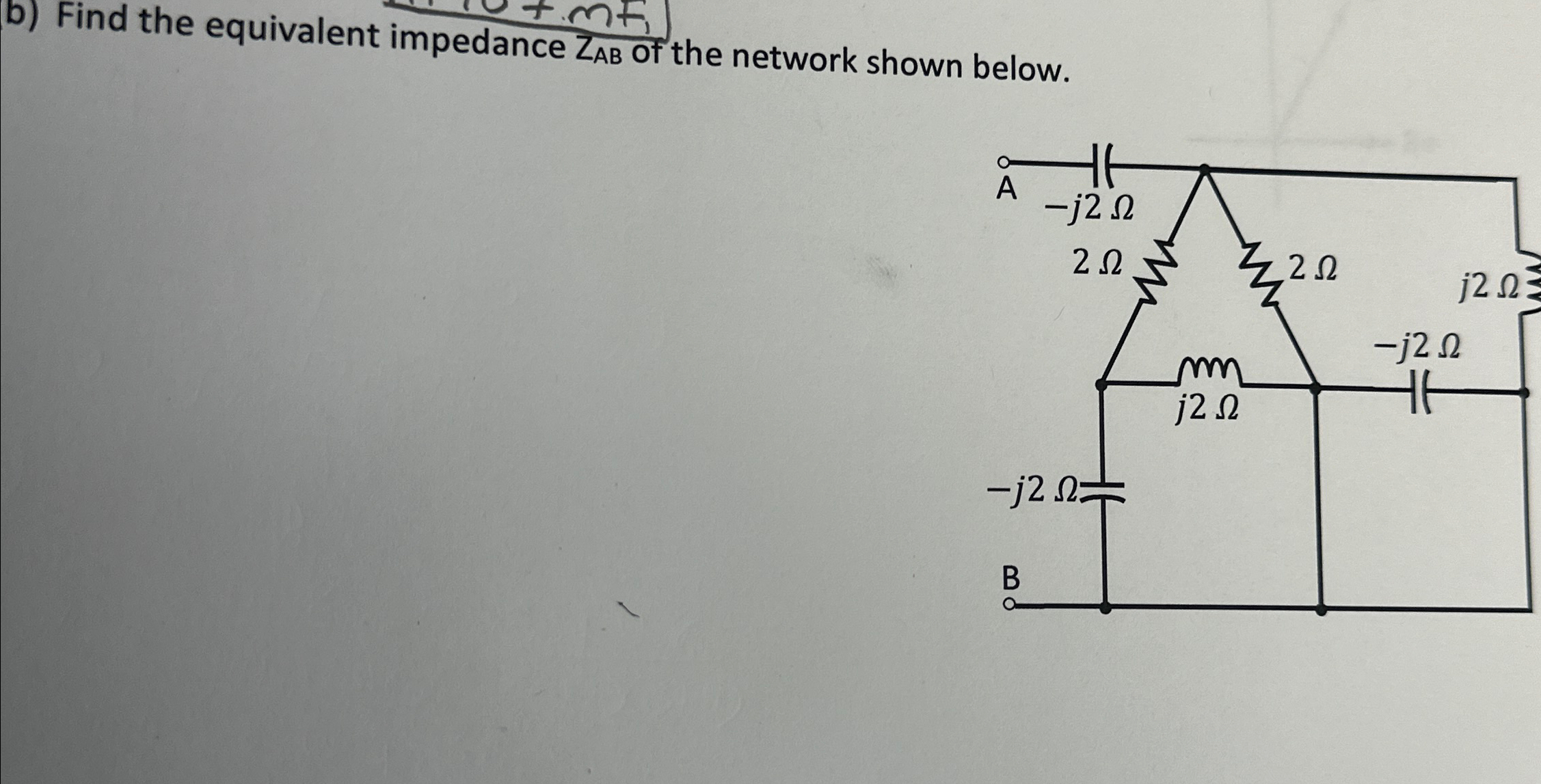 Solved b) ﻿Find the equivalent impedance ZAB ﻿of the network | Chegg.com