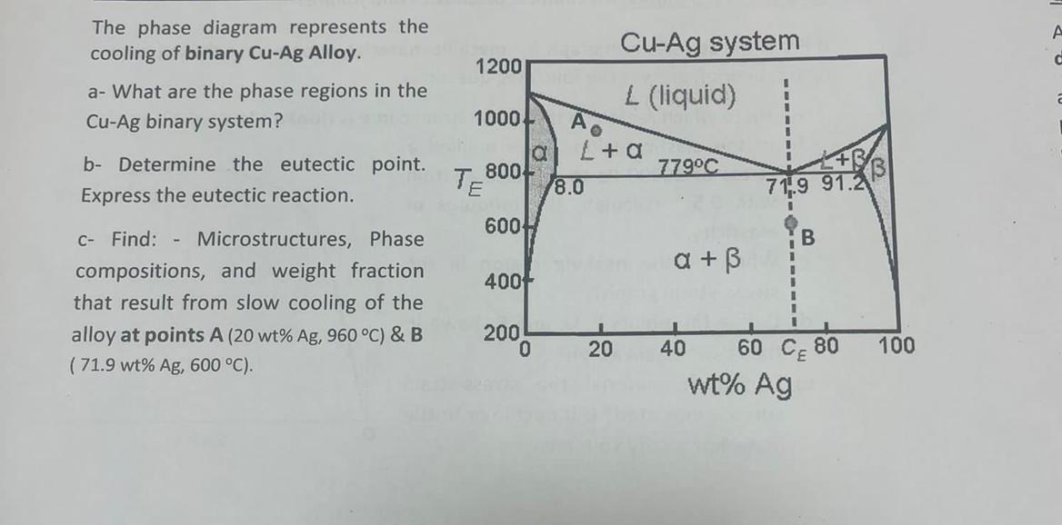 Solved The phase diagram represents the cooling of binary | Chegg.com