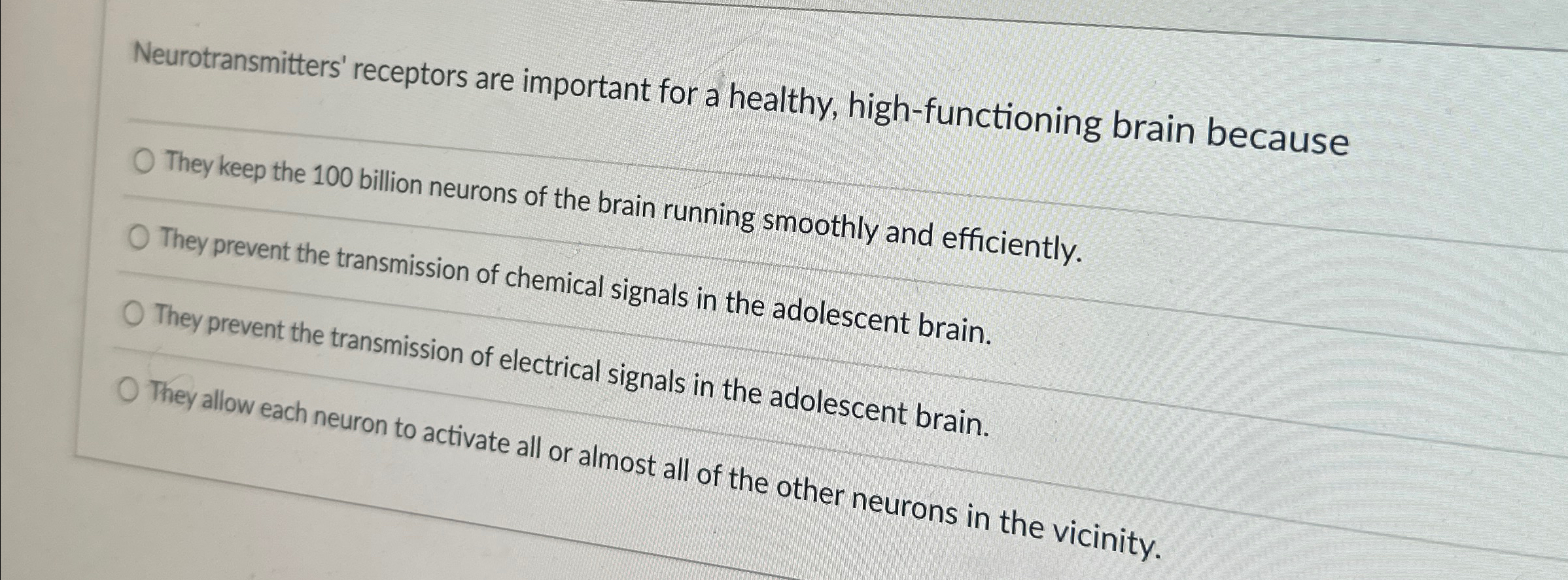 Solved Neurotransmitters' receptors are important for a | Chegg.com