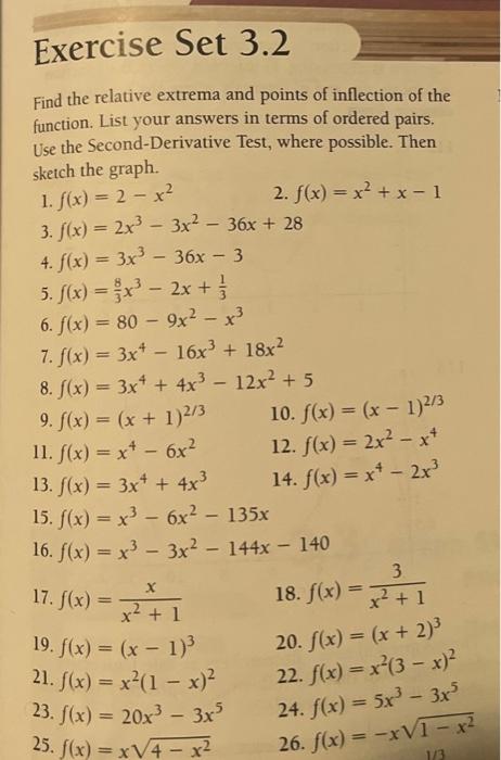 Solved Find the relative extrema and points of inflection of | Chegg.com