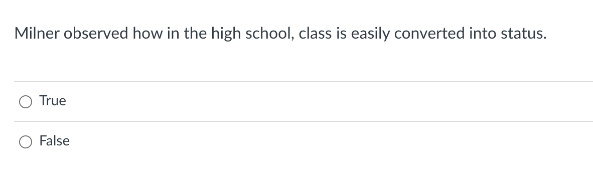 Milner observed how in the high school, class is | Chegg.com