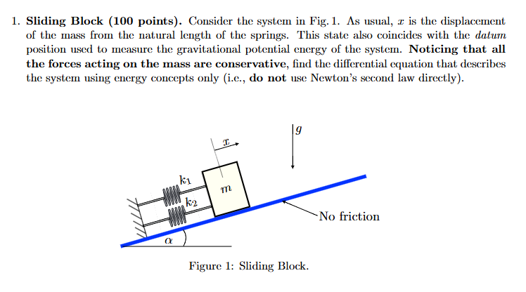 Solved 1. ﻿Sliding Block (100 ﻿points). ﻿Consider the system | Chegg.com