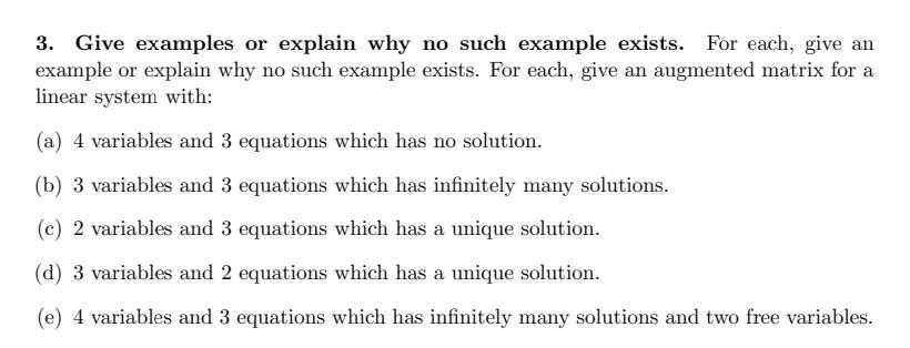 Solved 3. Give examples or explain why no such example | Chegg.com