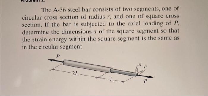 Solved The A-36 steel bar consists of two segments, one of | Chegg.com