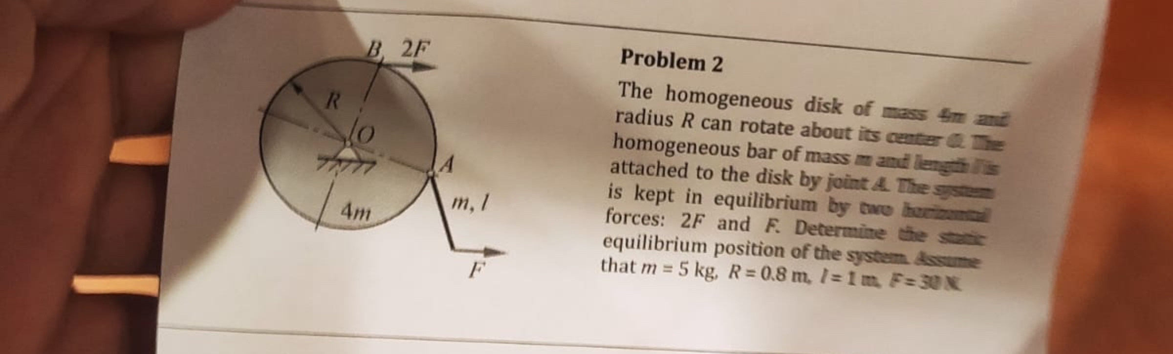 Solved Problem 2The homogeneous disk of mass 4m ﻿aneradius R | Chegg.com