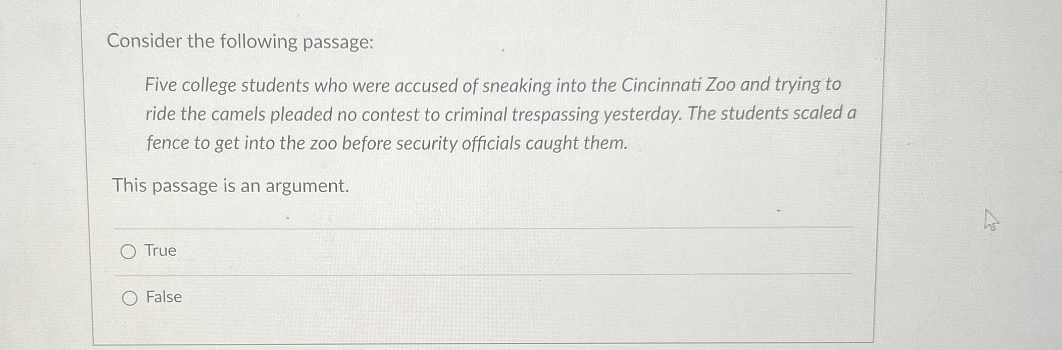 Solved Consider the following passage:Five college students | Chegg.com