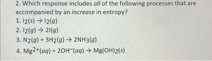 Solved 2. Which response includes all of the following | Chegg.com