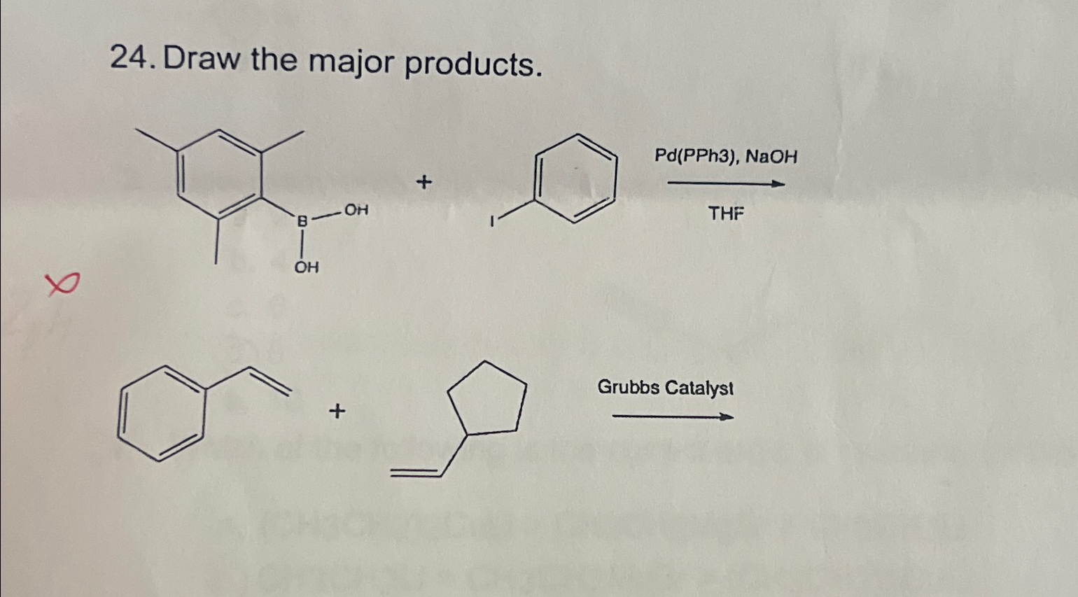 Solved Draw the major products. Grubbs Catalyst | Chegg.com