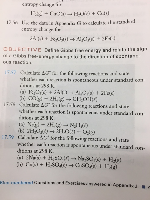 Solved entropy change for H2(g) + CuO(s) → H2O(0) + Cu(s) | Chegg.com