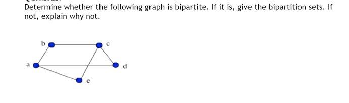 Solved Determine whether the following graph is bipartite. | Chegg.com