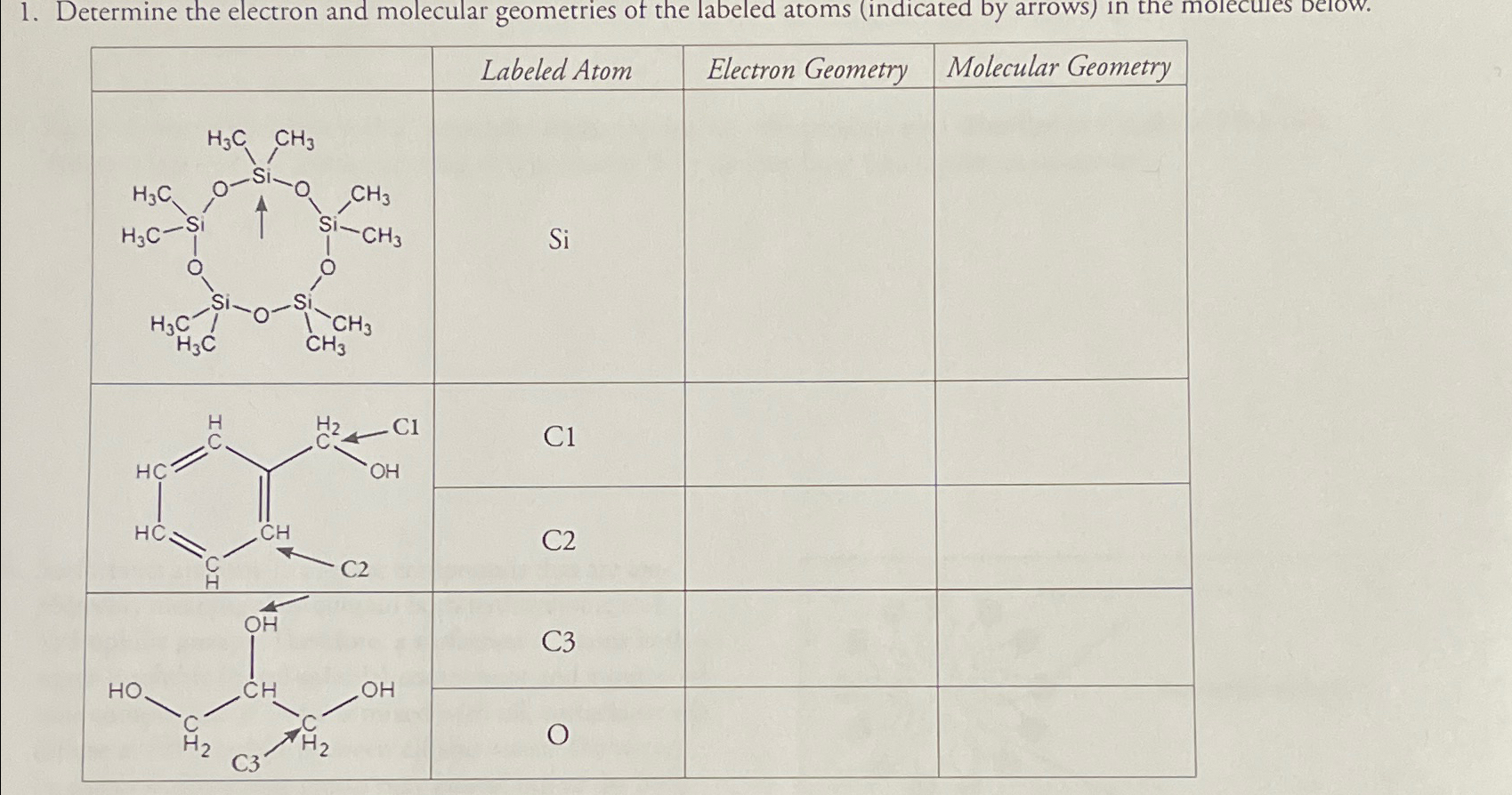 Solved Determine The Electron And Molecular Geometries Of
