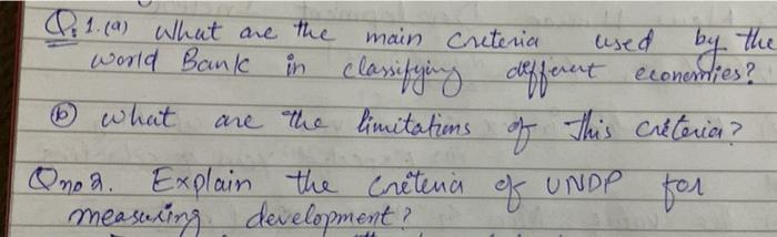 Solved 2.1.(a) What are the main criteria used by the world | Chegg.com