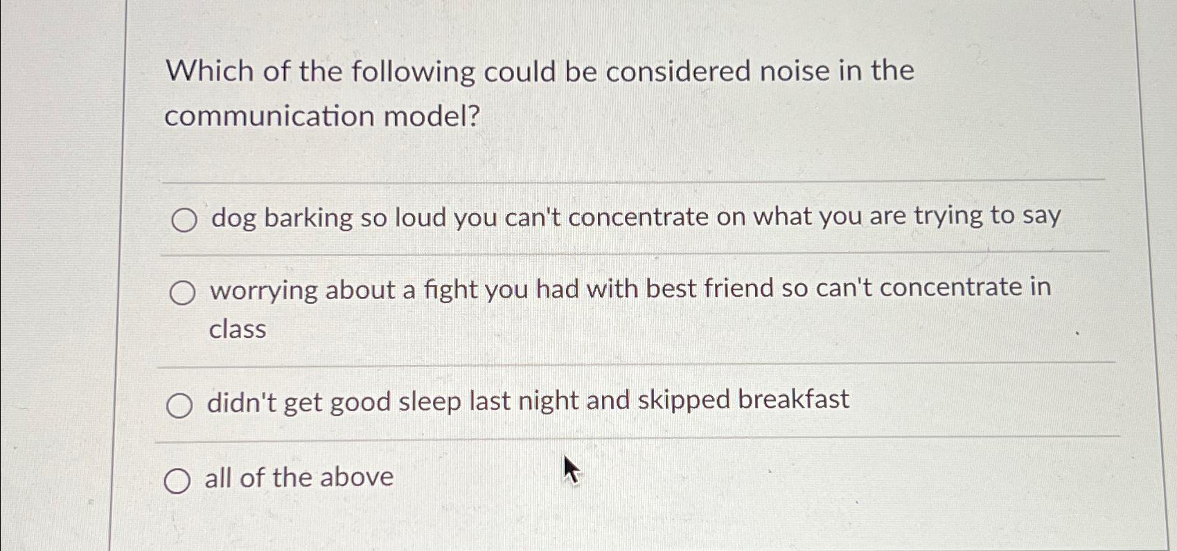 Solved Which of the following could be considered noise in | Chegg.com