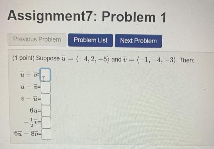 Solved Assignment7 Problem 1 Previous Problem Problem List 6237