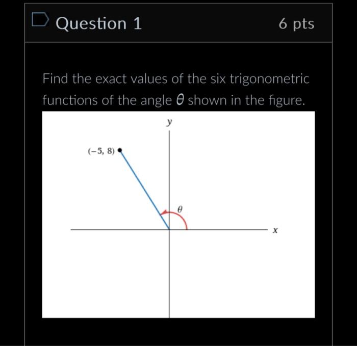Solved Find the exact values of the six trigonometric | Chegg.com