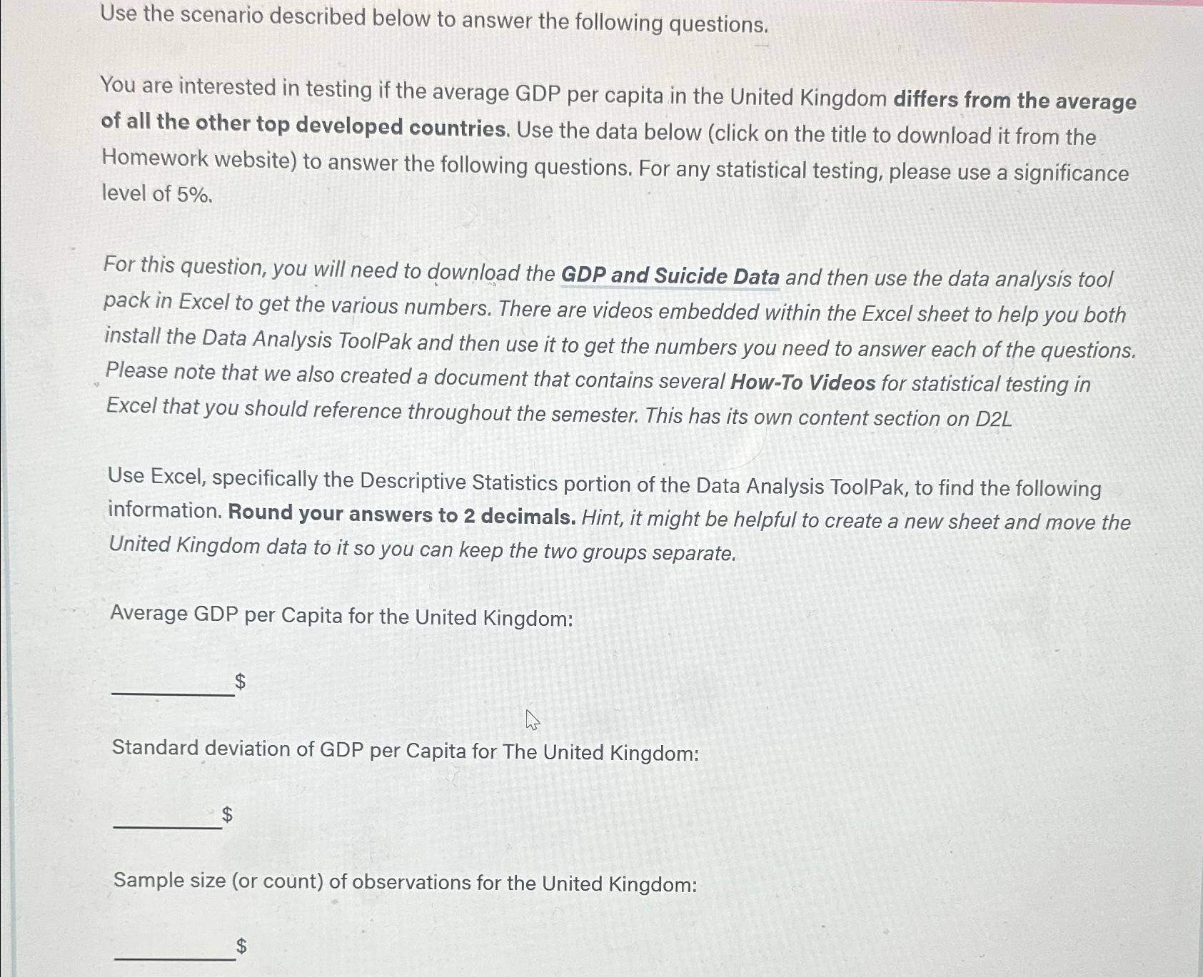 Solved Use the scenario described below to answer the | Chegg.com