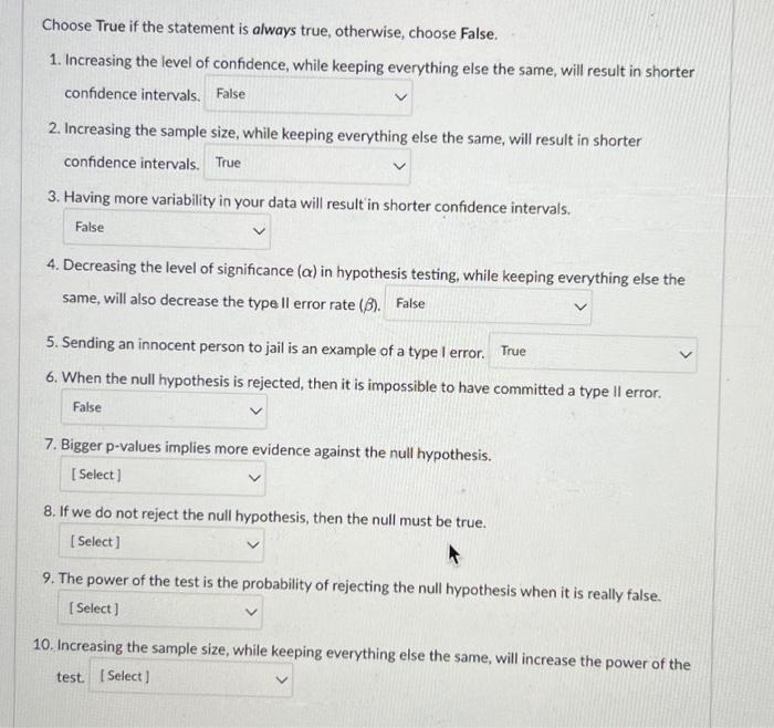 Solved Choose True if the statement is always true, | Chegg.com Solved Choose True if the statement is always true, | Chegg.com