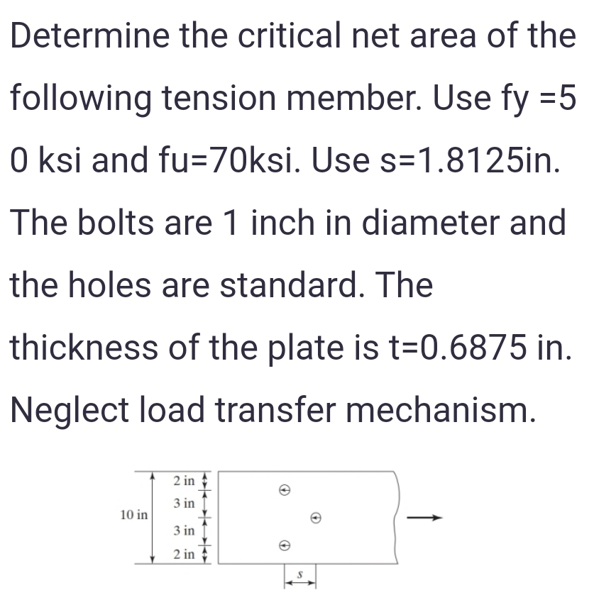 Solved Determine the critical net area of the following | Chegg.com