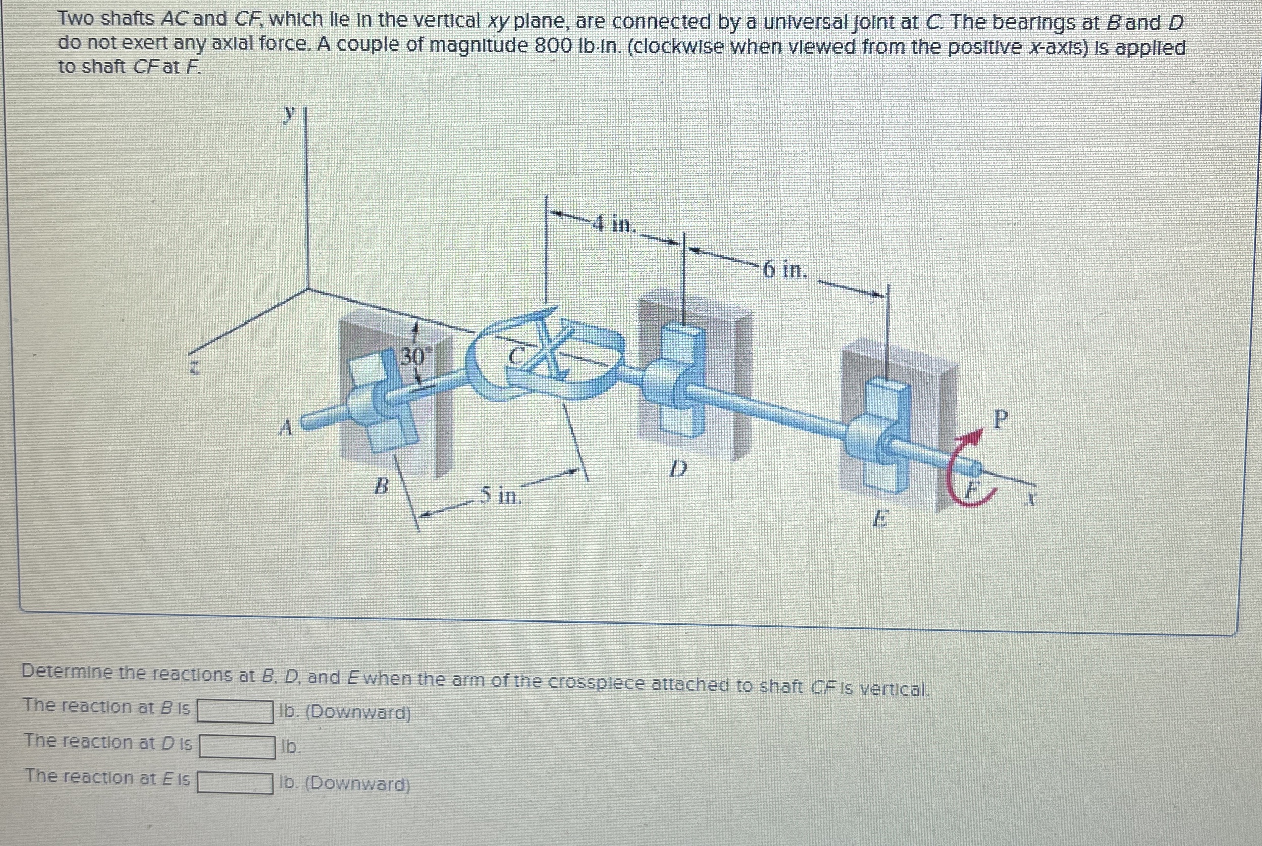 Solved Two shafts AC ﻿and CF, ﻿which lie in the vertical xy | Chegg.com
