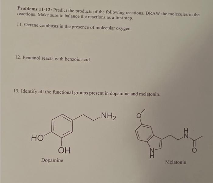 Solved Problems 11-12: Predict the products of the following | Chegg.com