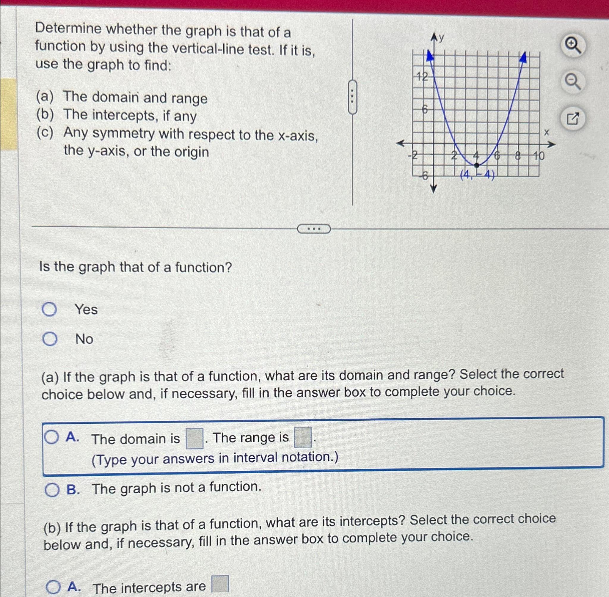Solved Determine whether the graph is that of a function by | Chegg.com