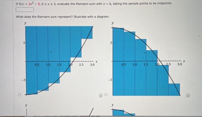 Solved If f(x) = 2x2 - 9,0 3 x s 3, evaluate the Riemann sum | Chegg.com