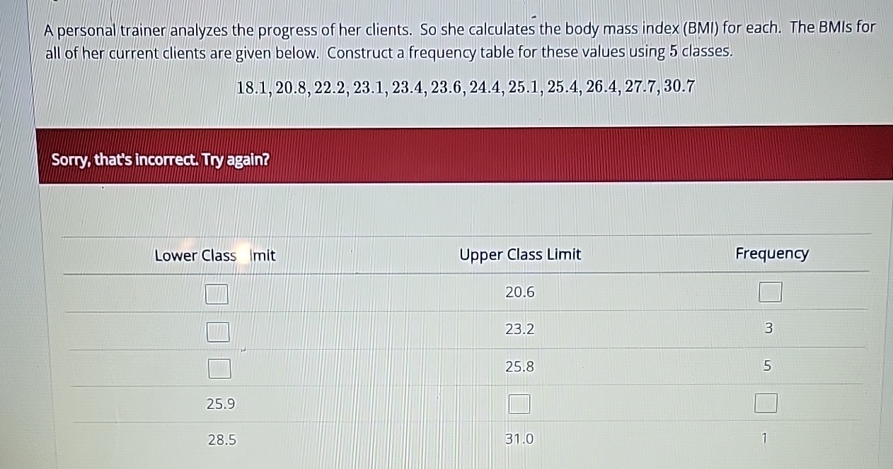 Solved A personal trainer analyzes the progress of her | Chegg.com
