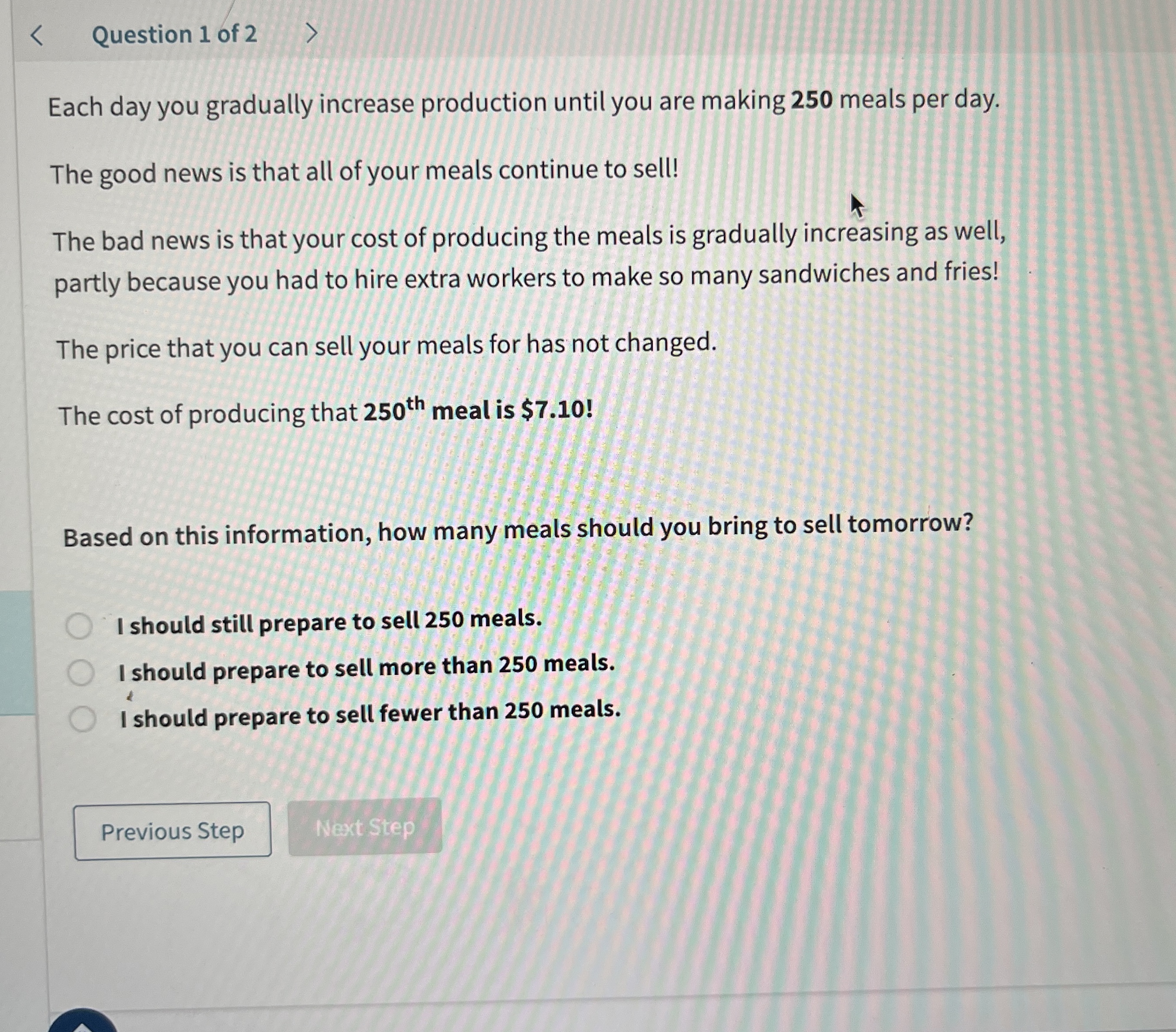 Solved Question 1 ﻿of 2Each day you gradually increase | Chegg.com