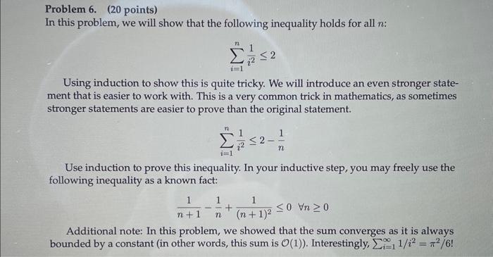 Solved Problem 6. ( 20 points) In this problem, we will show | Chegg.com