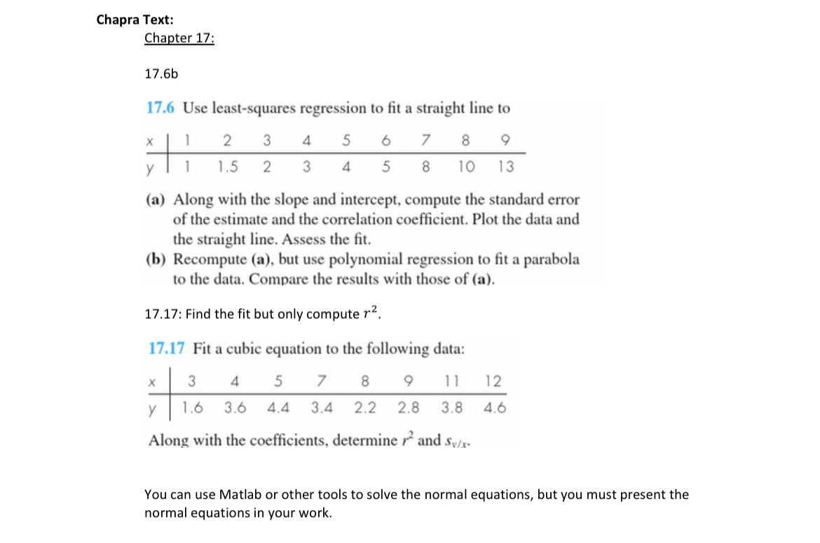 Solved Chapra Text:Chapter 17:17.6b17.6 ﻿Use least-squares | Chegg.com