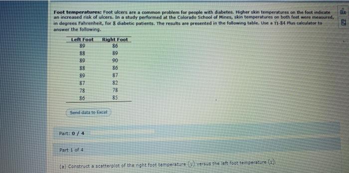 Solved Foot temperatures: Foot ulcers are a common problem | Chegg.com
