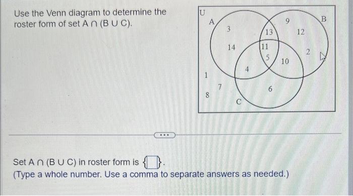 Solved Use the Venn diagram to determine the roster form of | Chegg.com