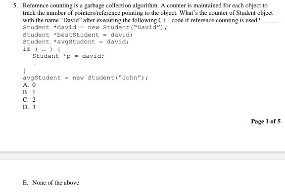 Solved 5 Reference Counting Is A Garbage Collection