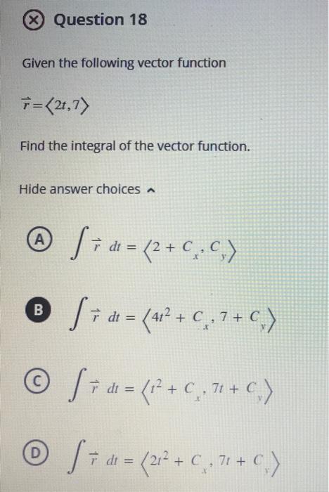 Solved Given the following vector function r= 2t,7 Find the | Chegg.com