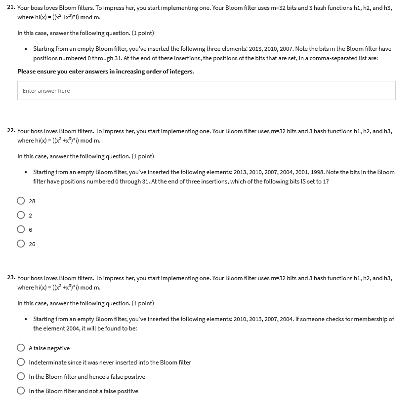Solved ) ﻿Your boss loves Bloom filters. To impress her, you | Chegg.com