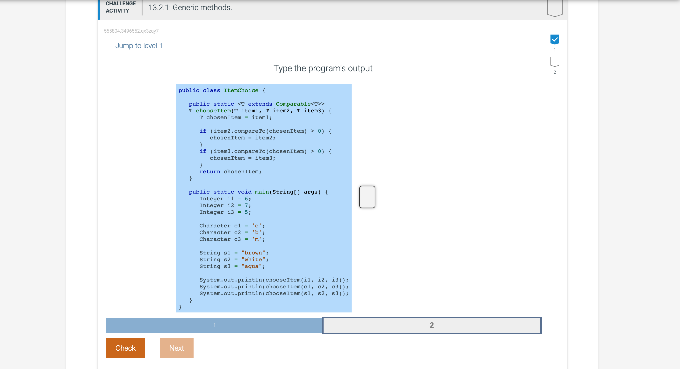 Jump to level 1 (Please help with the correct output | Chegg.com