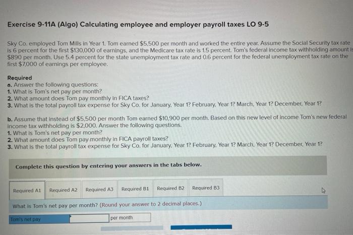 Solved Exercise 9-11A (Algo) Calculating employee and | Chegg.com