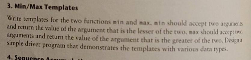 Solved Programming Challenge "Min/Max Templates" (#3 in the | Chegg.com