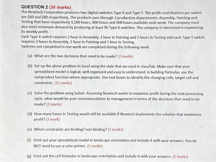 Solved QUESTION 2 (30 marks) The Newtech Corporation | Chegg.com