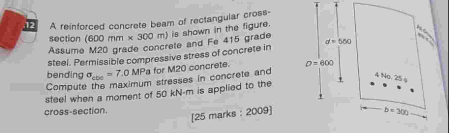 Solved 12 ﻿A reinforced concrete beam of ﻿rectangular | Chegg.com