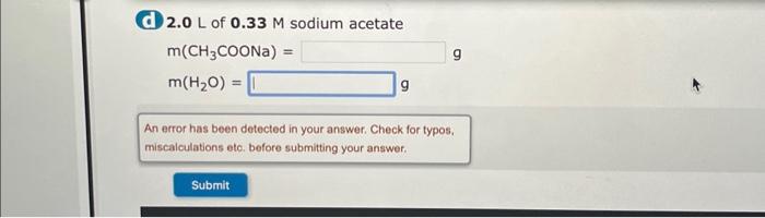 Solved Calculate masses of substances to prepare each of the | Chegg.com