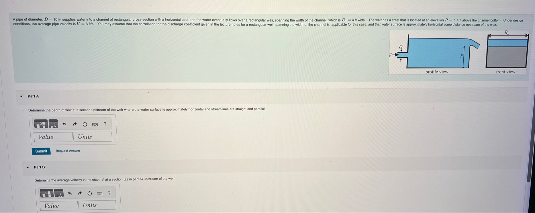 Part ADetermine the depth of flow at a section | Chegg.com