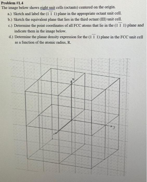Solved Problem \#1.4 The image below shows eight unit cells | Chegg.com